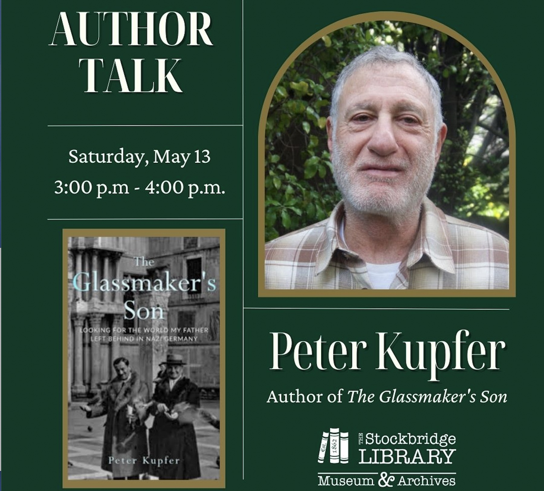 Author Talk with Peter Kupfer, author of ‘The Glassmaker’s Son,’ at ...